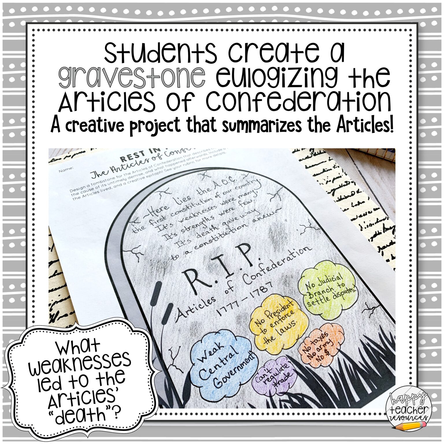 Articles of Confederation Tombstones | Project for Civics & American ...