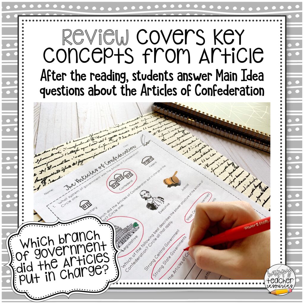Articles of Confederation Article & Activities for Civics & American ...