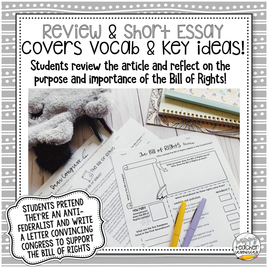 The Bill of Rights Article & Review - U.S. Constitution Activity for ...
