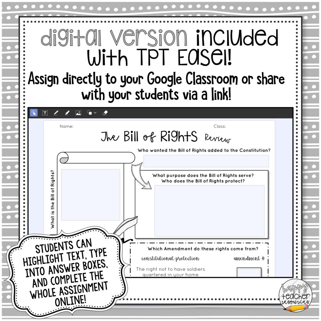 The Bill of Rights Article & Review - U.S. Constitution Activity for ...