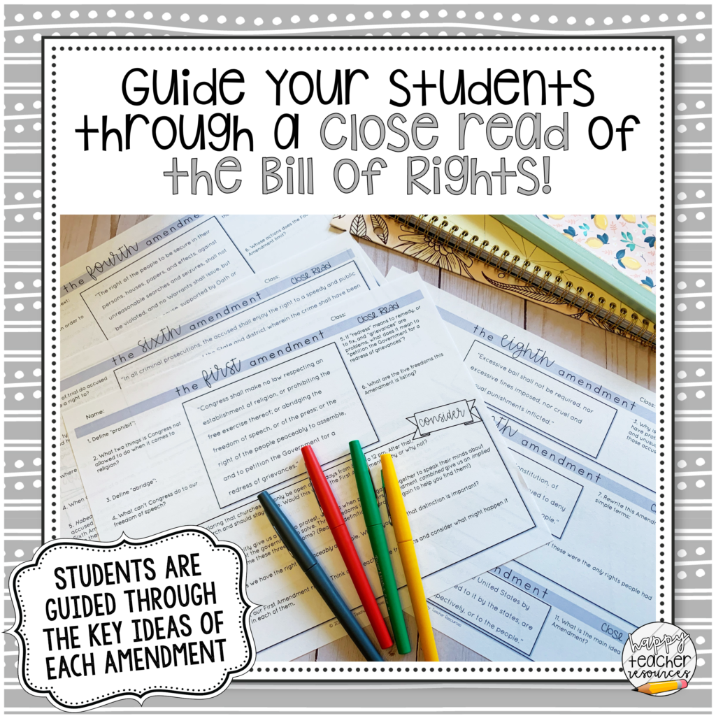 The Bill of Rights Annotated Close Read - Civics & American Government ...