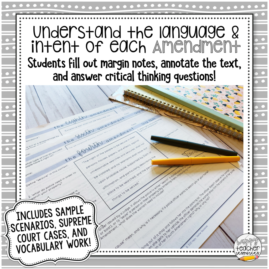 The Bill of Rights Annotated Close Read - Civics & American Government ...