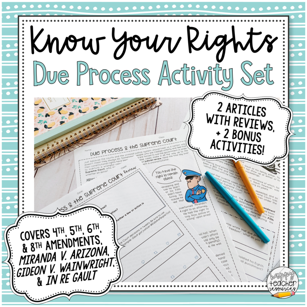 Know Your Rights! Due Process Amendments Activity Set - Happy Teacher ...