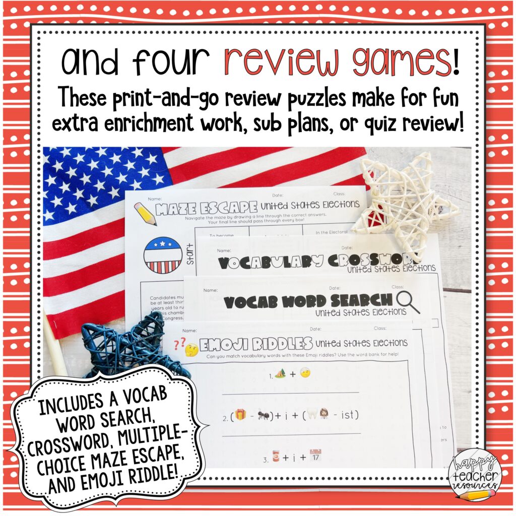 U.S. Elections, Electoral College, and Interest Groups Review Bundle ...