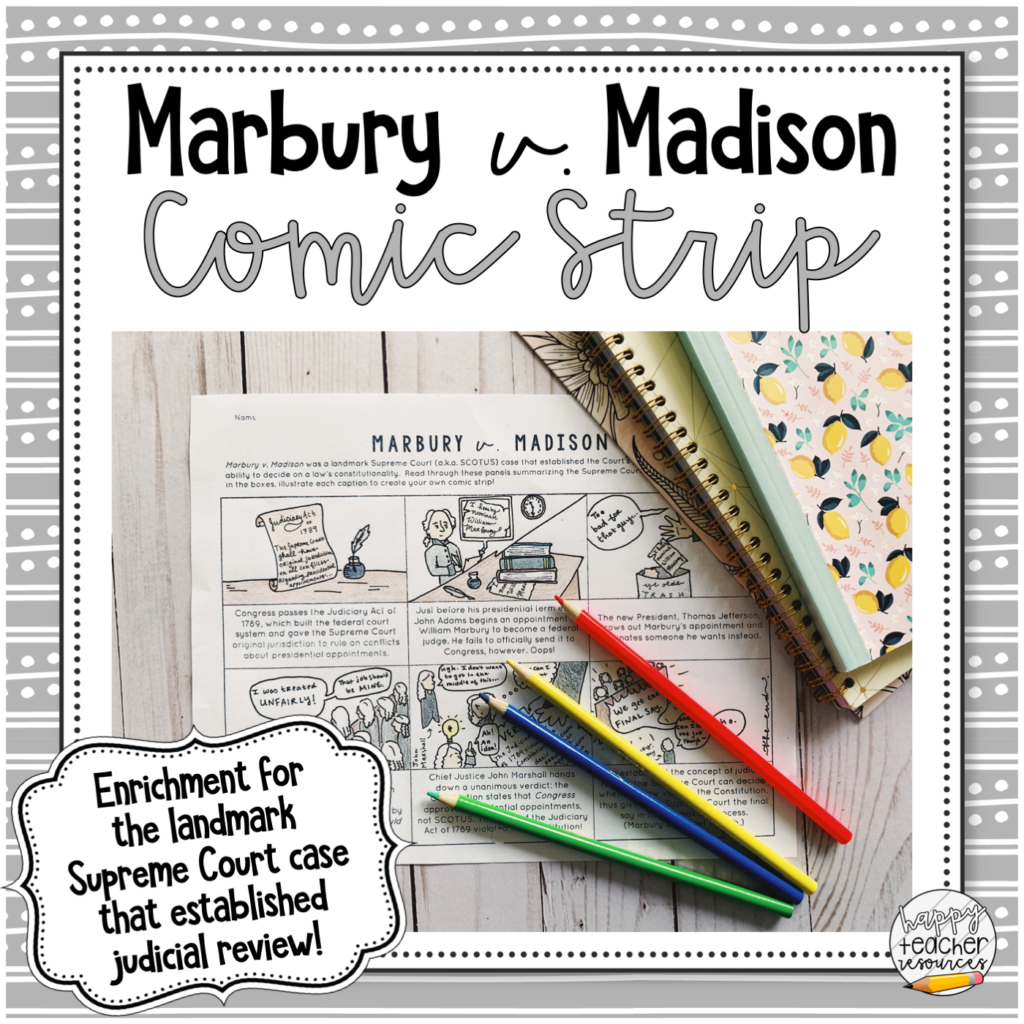 Marbury v. Madison Supreme Court Case Comic Strip for Civics - Happy ...
