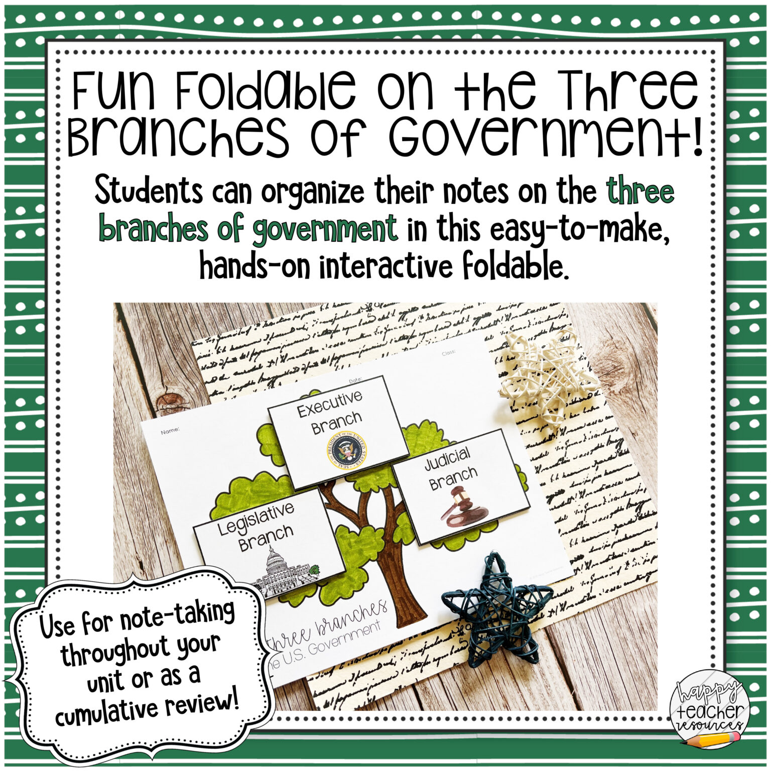 Three Branches of Government Foldable | Interactive Notebook for Civics ...