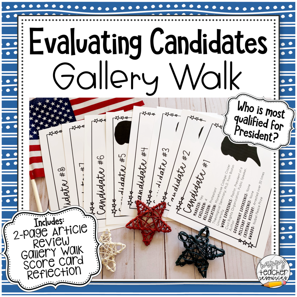 Evaluating Candidates Gallery Walk | Elections Activity for Civics ...