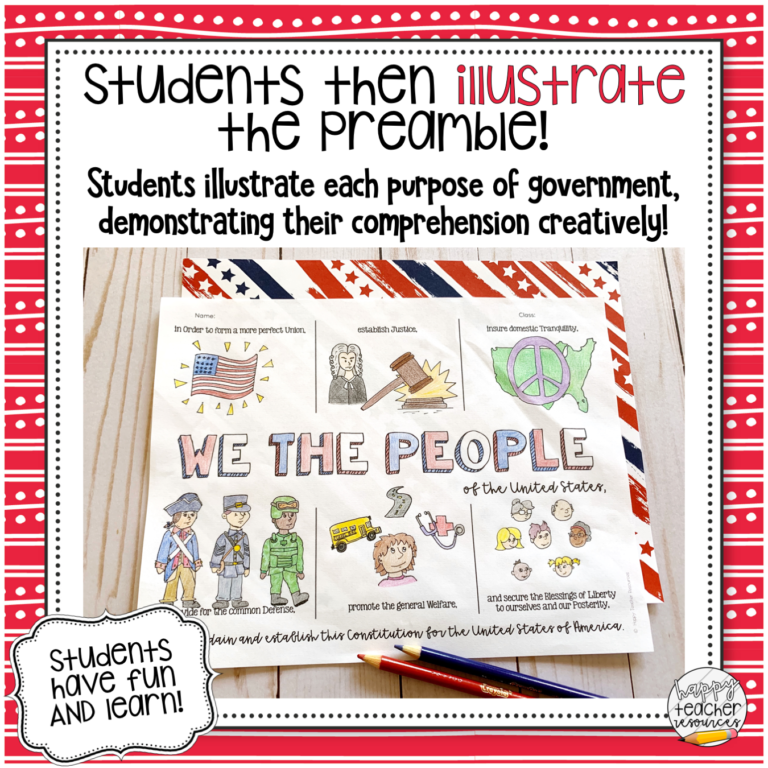 "We the People" Preamble to the Constitution One-Pager Activity - Happy ...