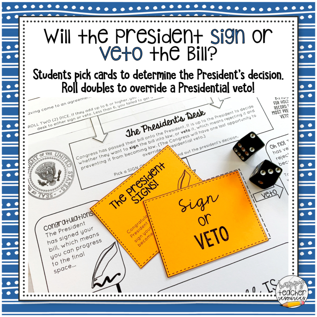 How A Bill Becomes A Law Board Game | Legislative Branch Activity for ...