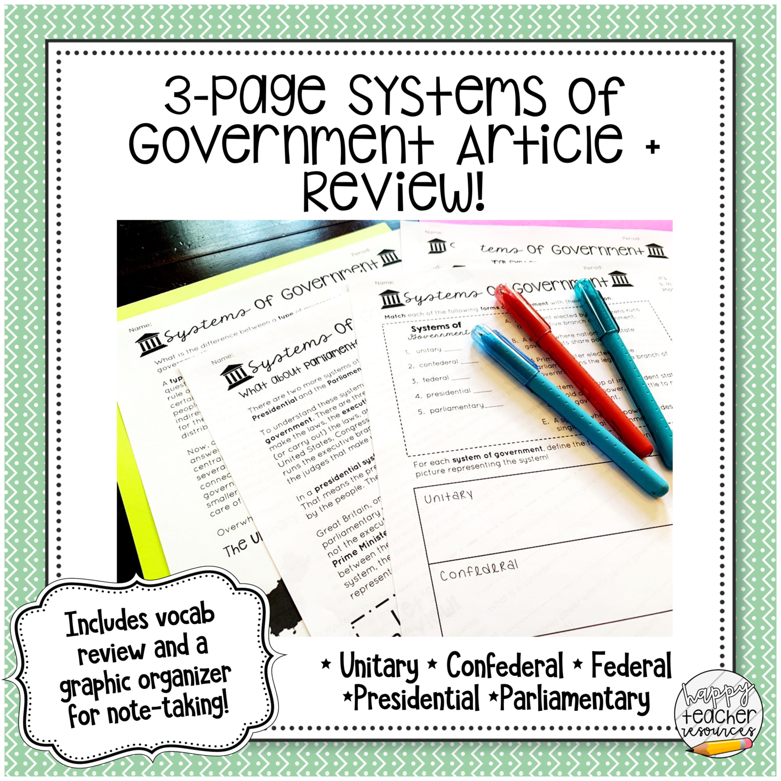 Types & Systems of Government BUNDLE for Civics & American Government ...