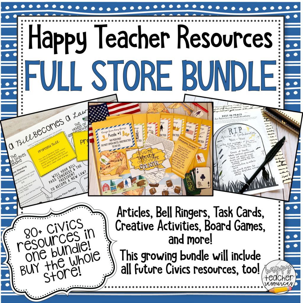 Happy Teacher Resources FULL STORE CIVICS BUNDLE (Growing Bundle ...