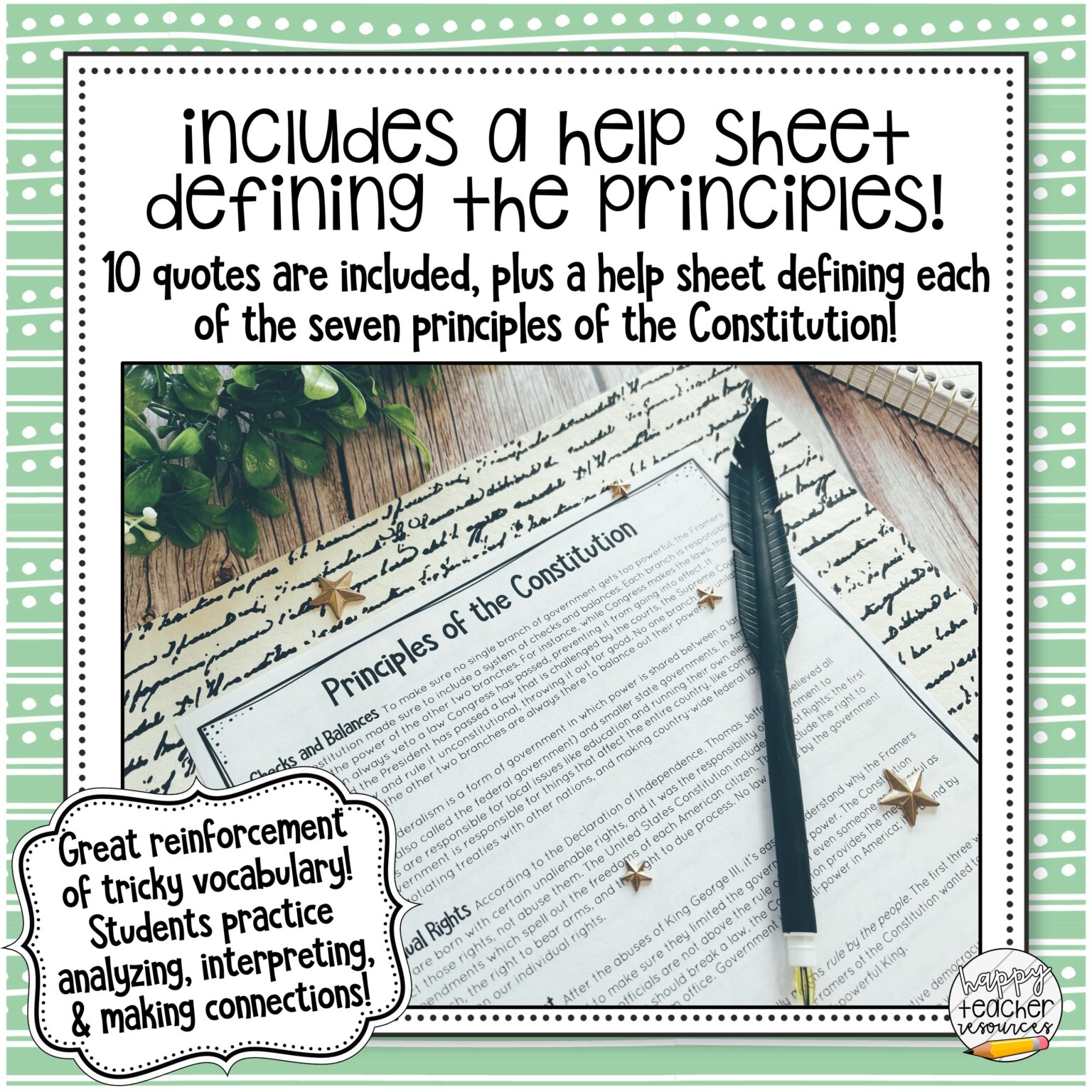 Principles of the Constitution Quotation Match - Happy Teacher Resources