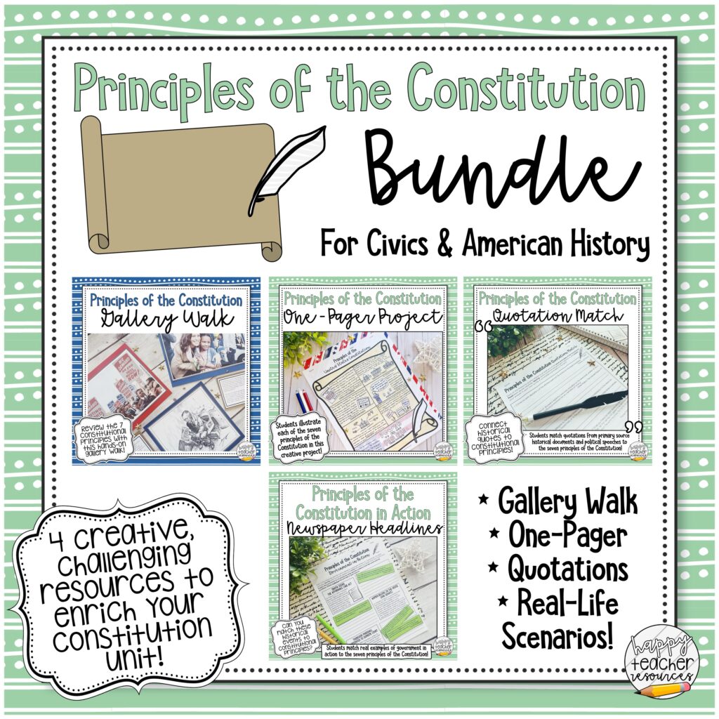 Principles of the U.S. Constitution BUNDLE - 4 Resources for Civics ...