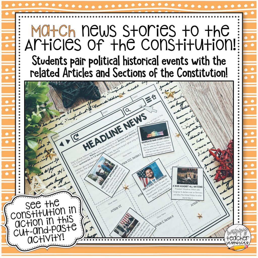 Structure of the U.S. Constitution Activity for Civics and American ...