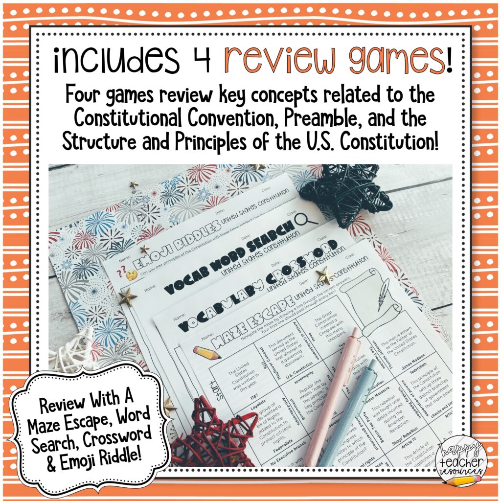 United States Constitution Review Bundle for Civics & American History ...