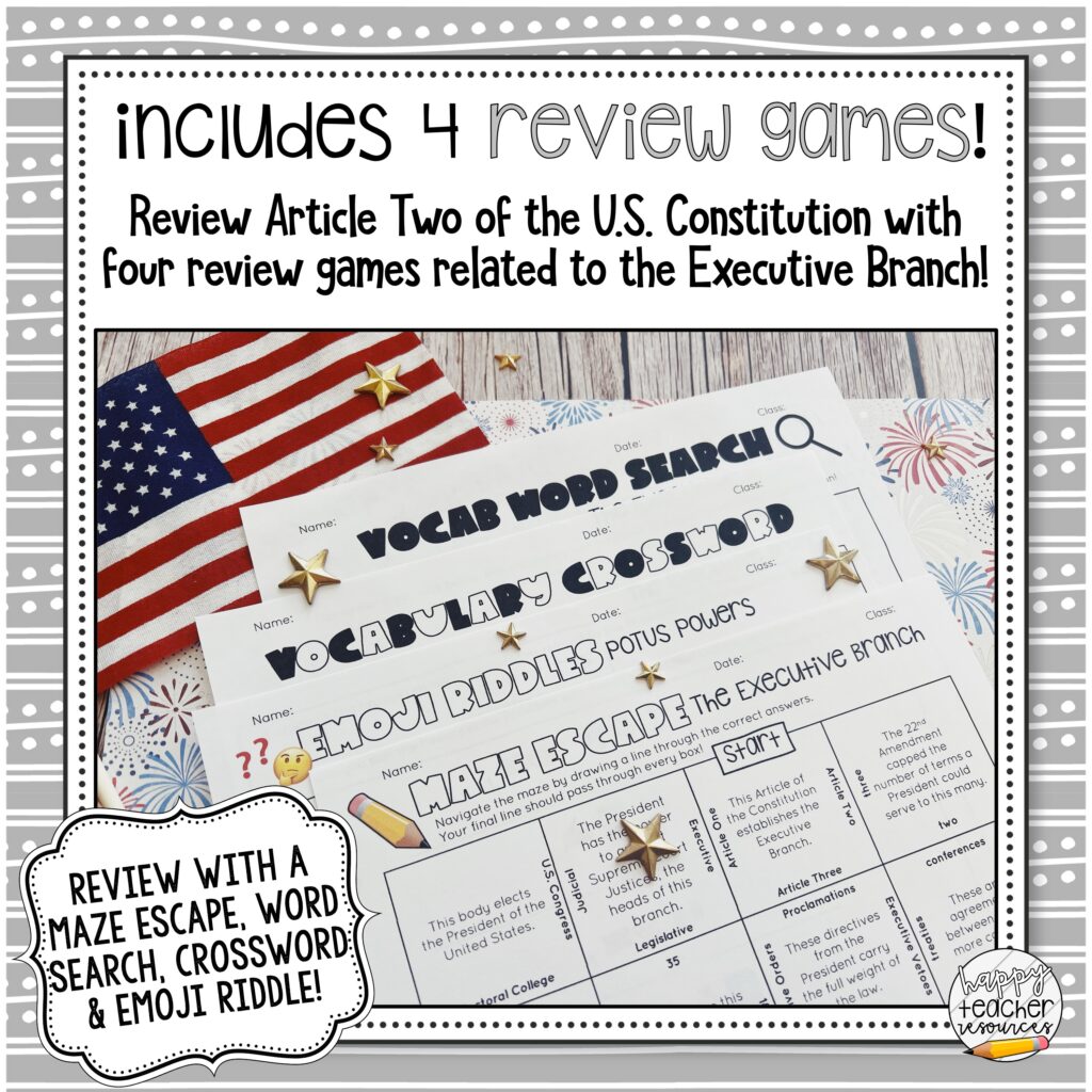 Executive Branch Review: 4 Games for Civics & American History - Happy ...