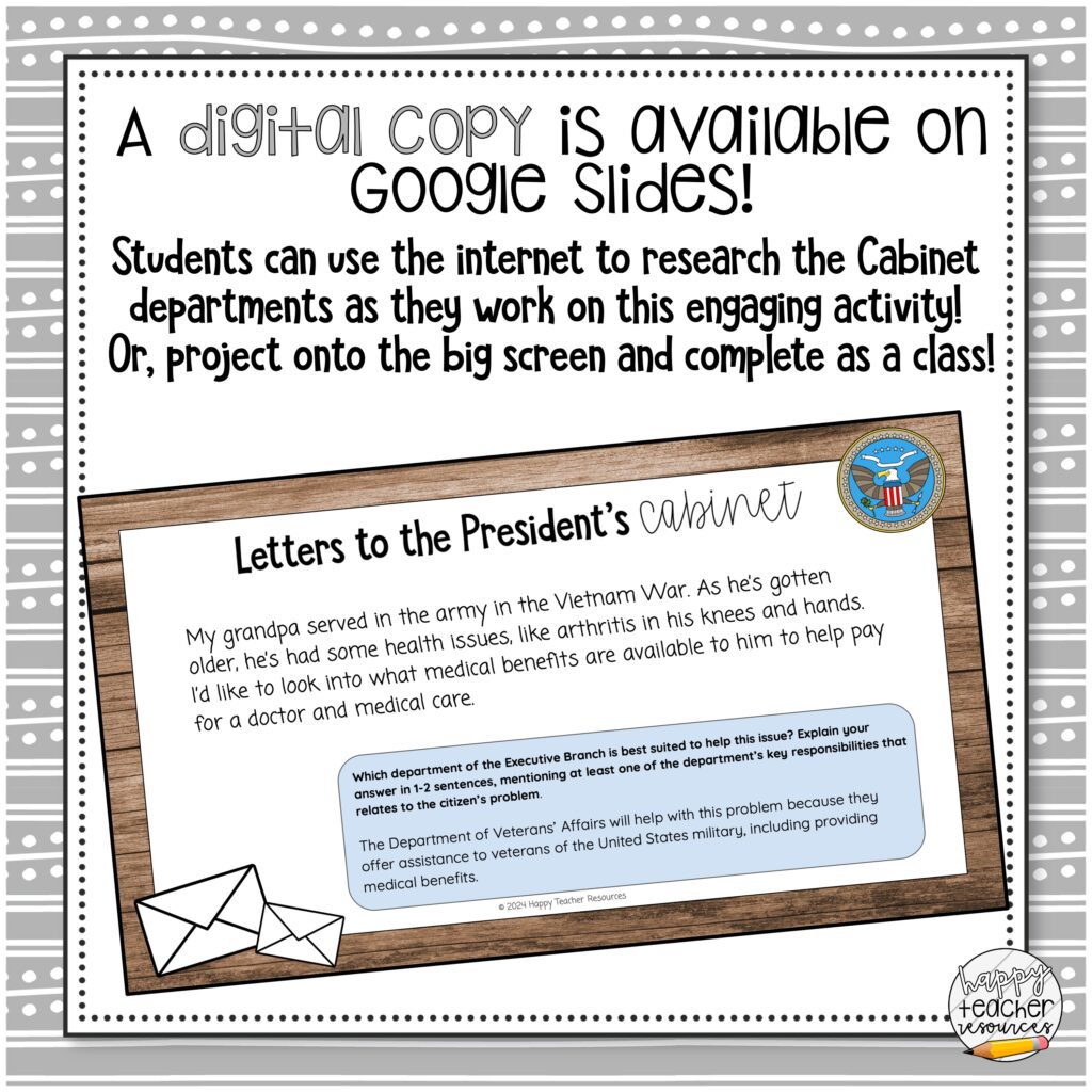 The Executive Branch: President's Cabinet Activity for Civics ...