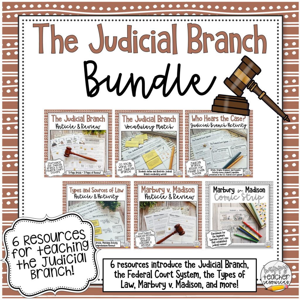 The Judicial Branch BUNDLE for Civics, Government & American History ...