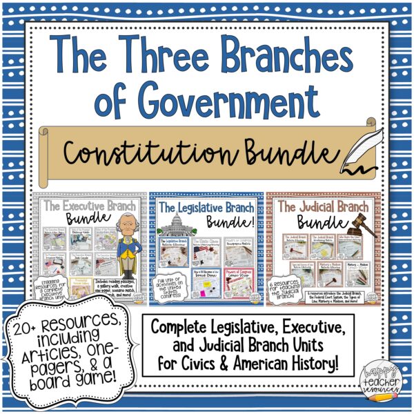 Three Branches of Government: Legislative, Executive, Judicial Bundle ...