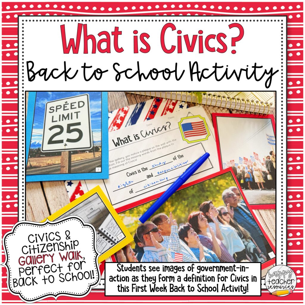 Civics Back To School Gallery Walk Activity US Citizenship & American ...