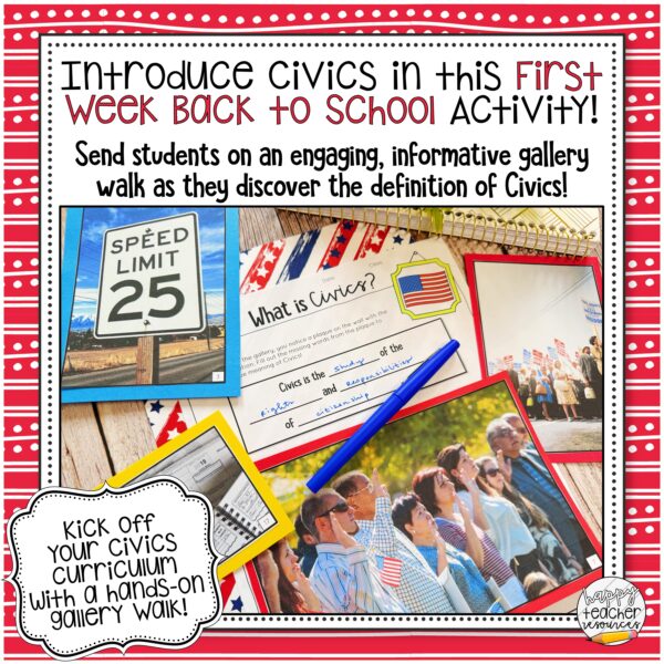 Civics Back To School Gallery Walk Activity US Citizenship & American ...