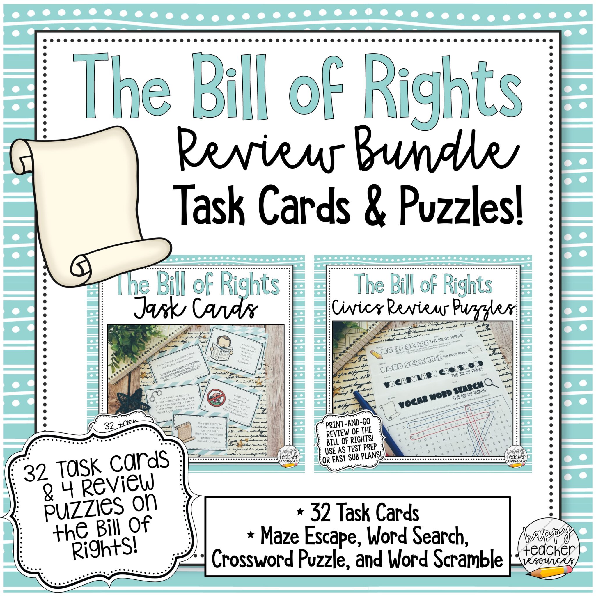 The Bill of Rights Review Activities Bundle for Civics!